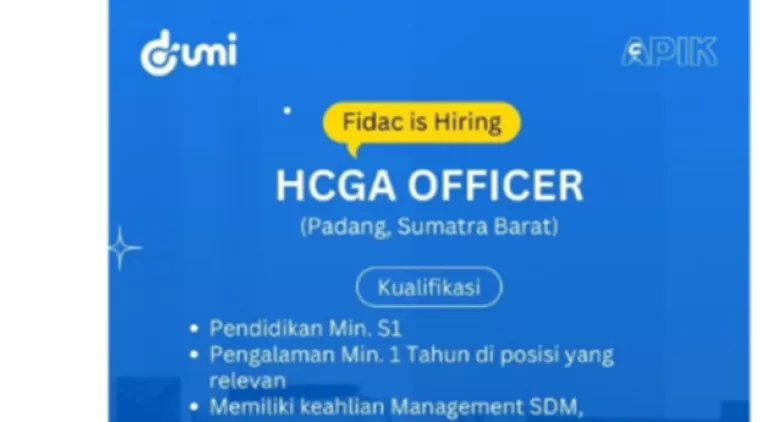 Lowongan Kerja PT Fidac Inovasi Teknologi, HCGA Officer, Cek Kualifikasinya! - FATIVA.id